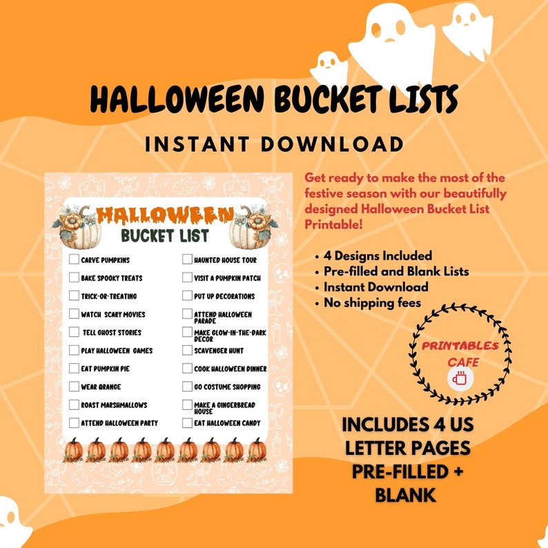 Halloween Bucket List Printable: Kids Activities, Fall Checklist ...