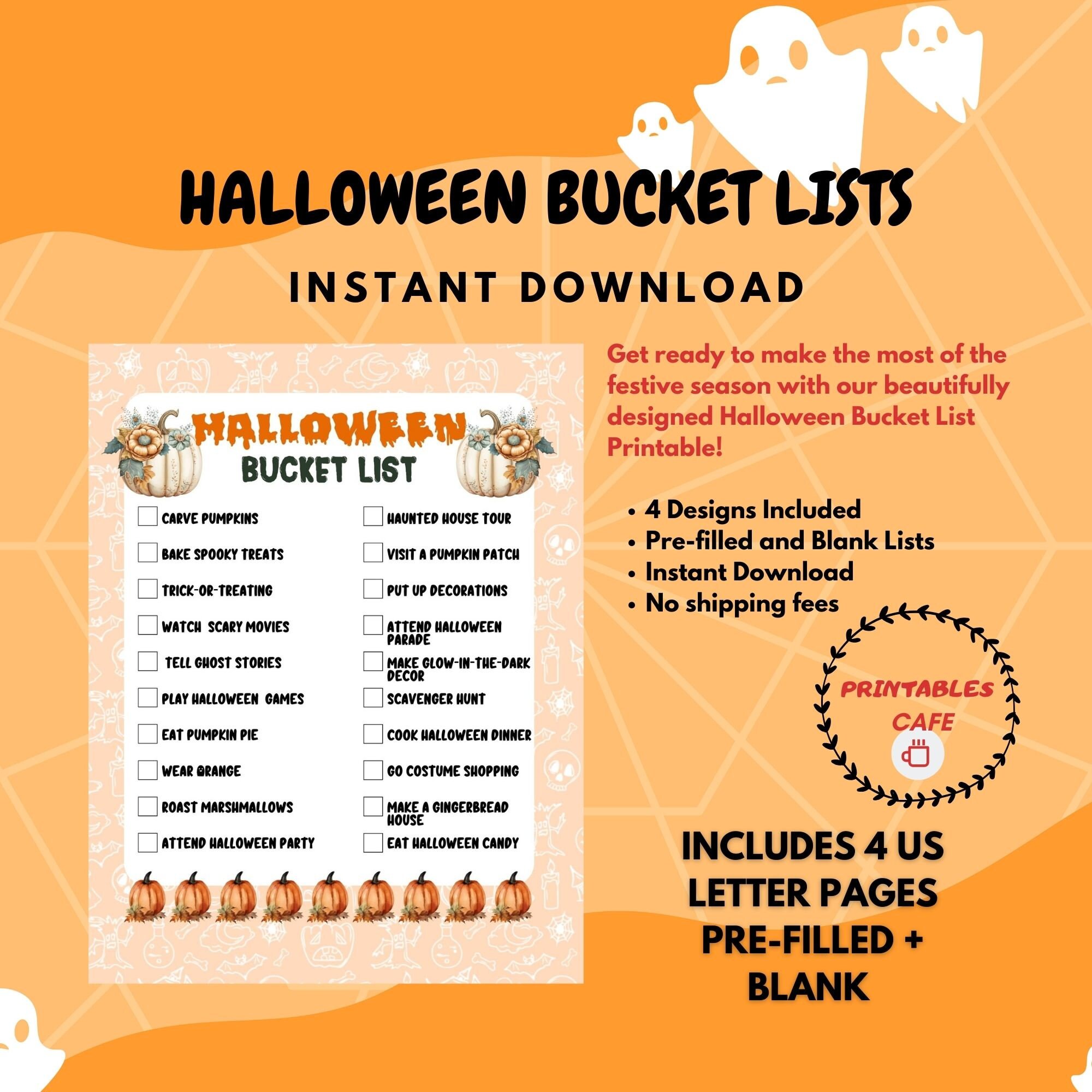 Halloween Bucket List Printable: Kids Activities, Fall Checklist ...