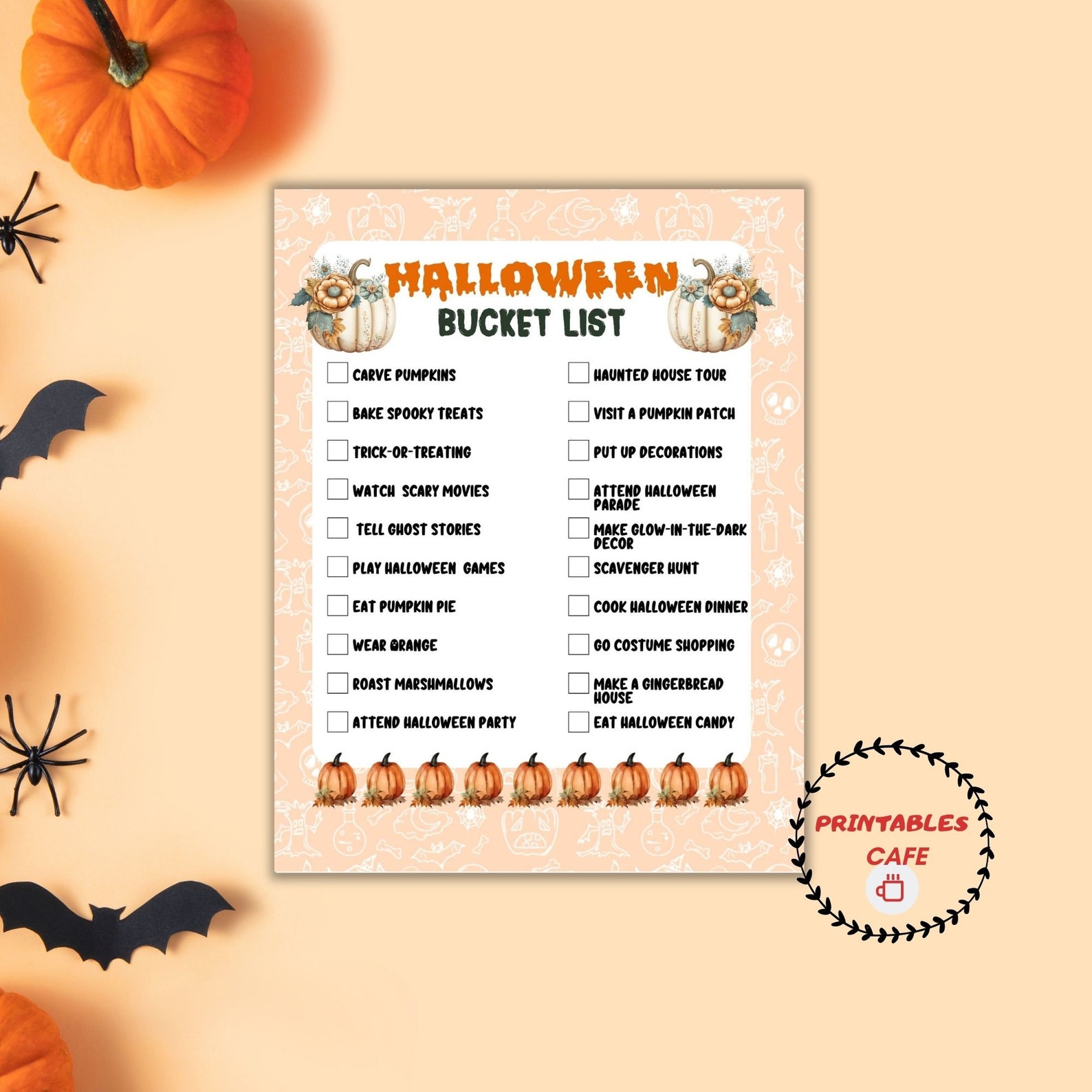 Halloween Bucket List Printable: Kids Activities, Fall Checklist ...