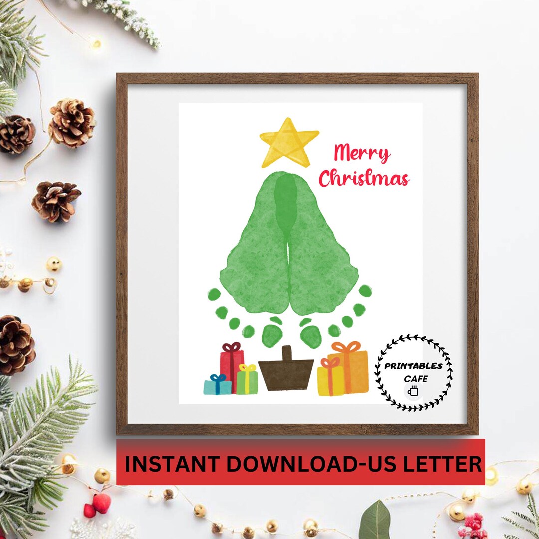 Footprint Christmas Tree Art: DIY Keepsake Gift (printable PDF) - Etsy