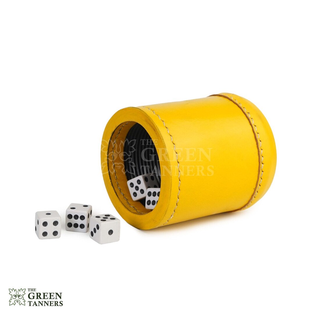 Yellow Dice Cup With 5 Dice Real Leather Liar's Dice - Etsy