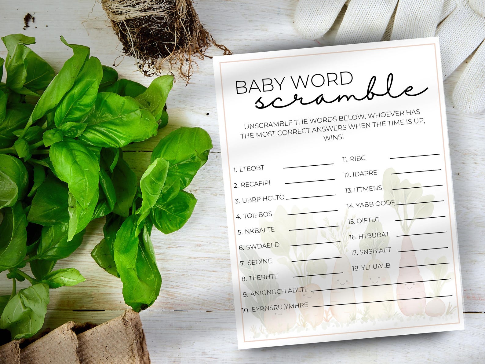 Little Sprout Baby Shower Word Scramble Game (PDF) - Etsy