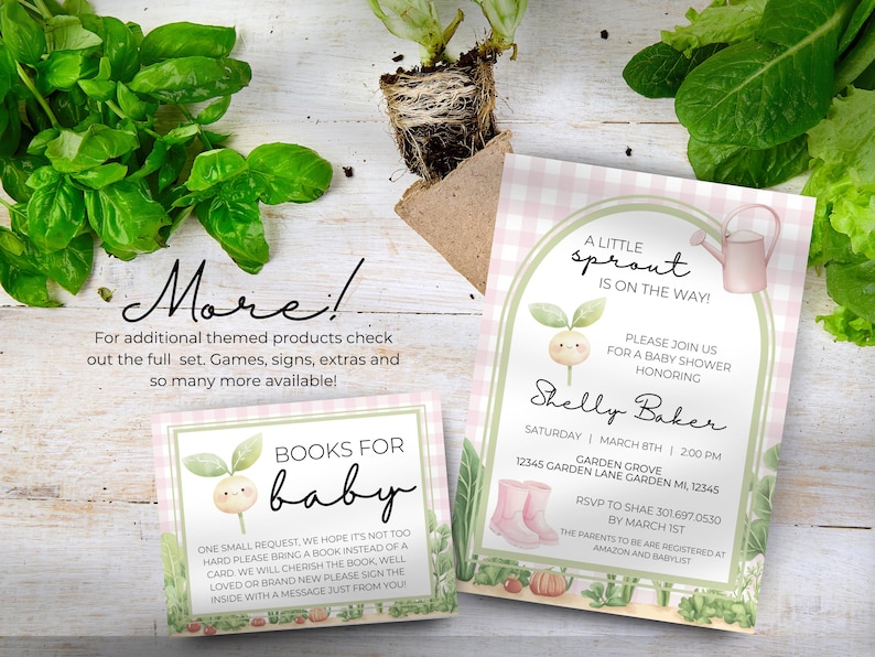 Little Sprout Baby Shower Welcome Sign: Garden Theme Canva Template ...