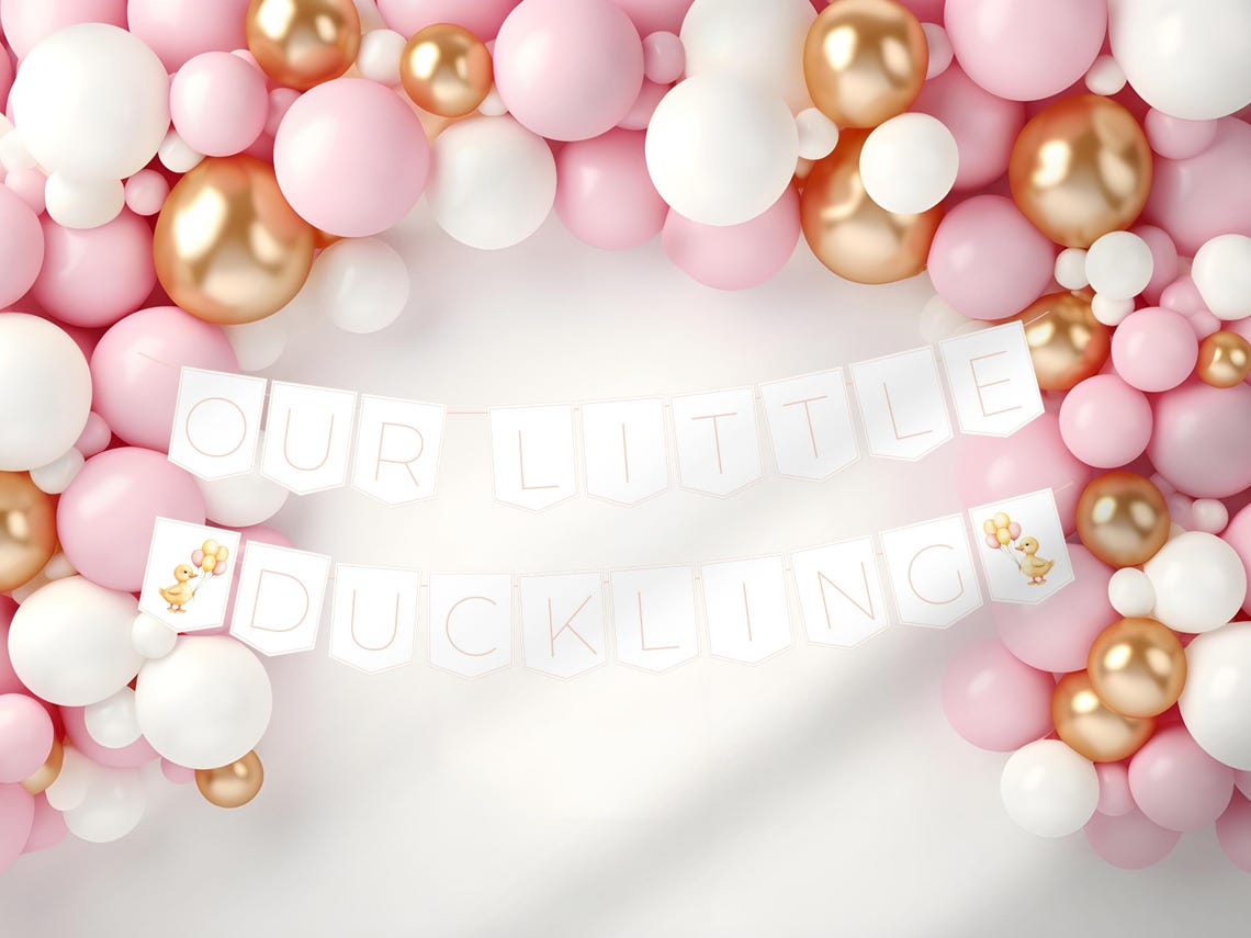 Printable Duckling Baby Shower Banner | Pink & Yellow DIY Banner | A ...