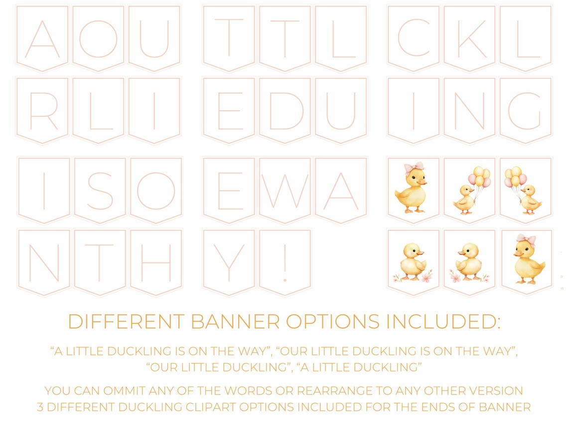 Printable Duckling Baby Shower Banner | Pink & Yellow DIY Banner | A ...