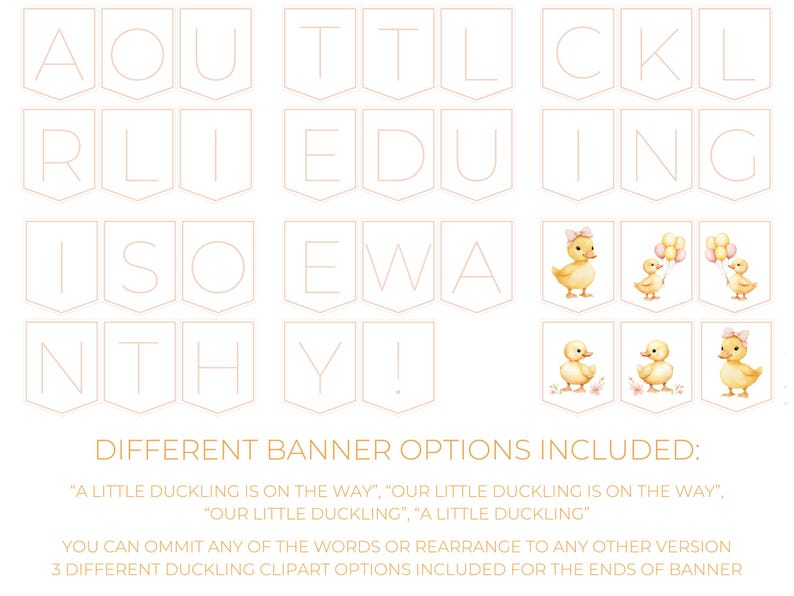Printable Duckling Baby Shower Banner | Pink & Yellow DIY Banner | A ...