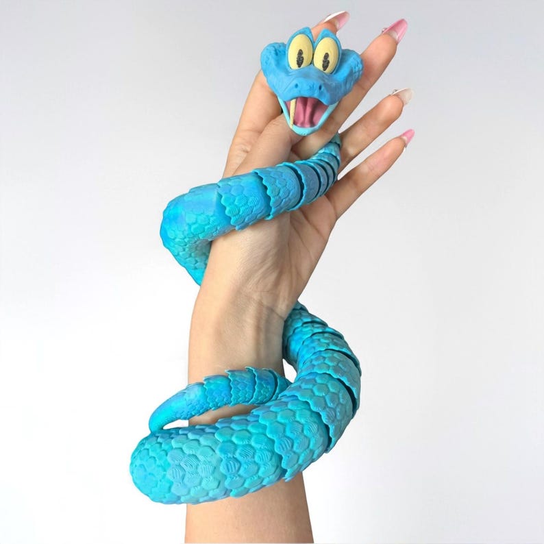 3D Printed Articulated Blue Snake Toy,zootopia Gary Snake – Flexible ...