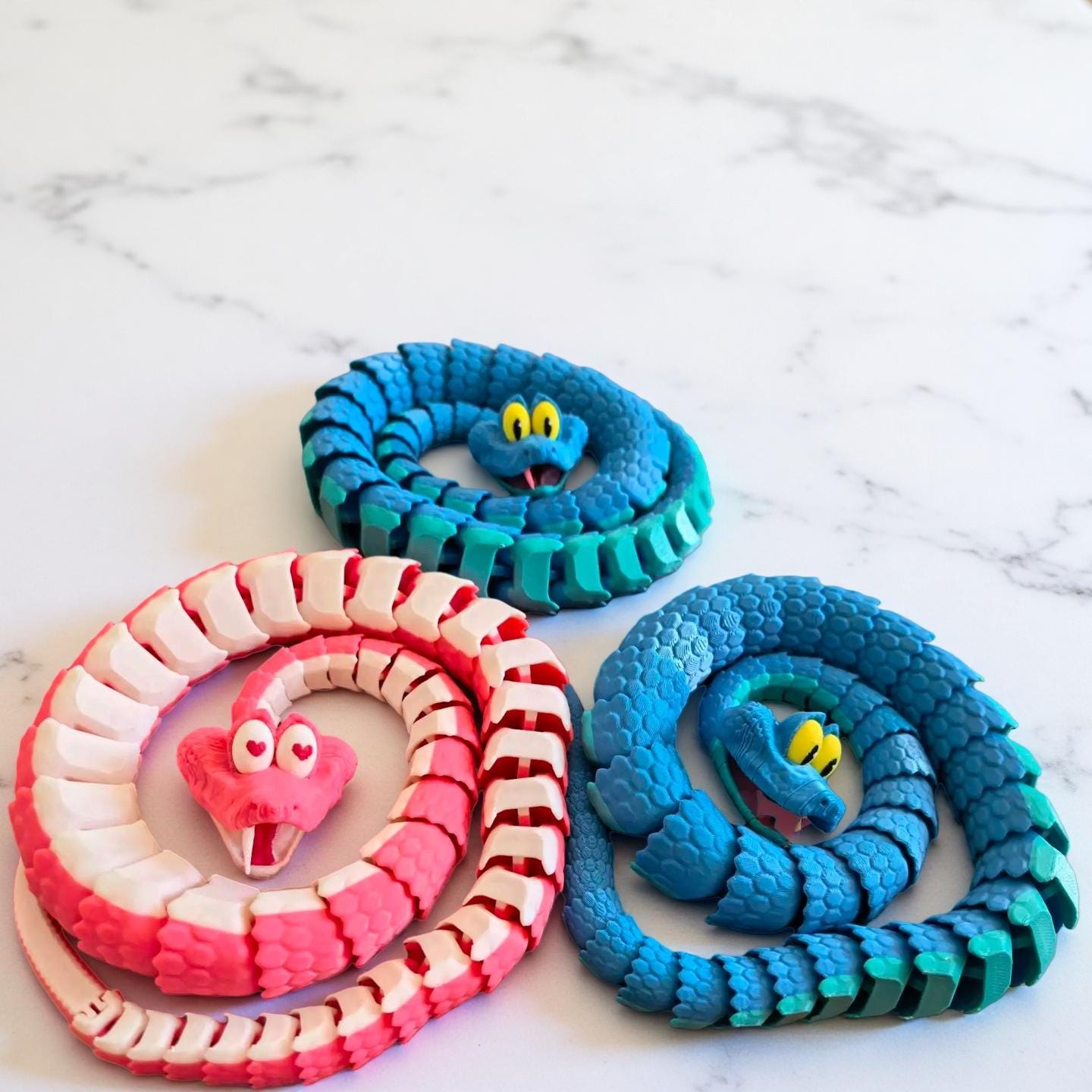 3D Printed Articulated Blue Snake Toy,zootopia Gary Snake – Flexible ...