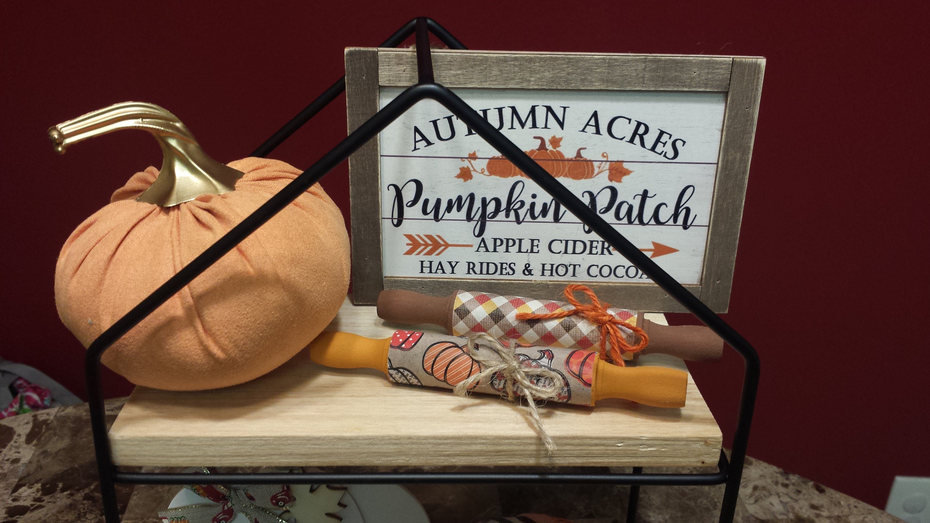 Mini Rolling Pins, Fall rolling pin decor, Pumpkin rolling pin, Tiered ...