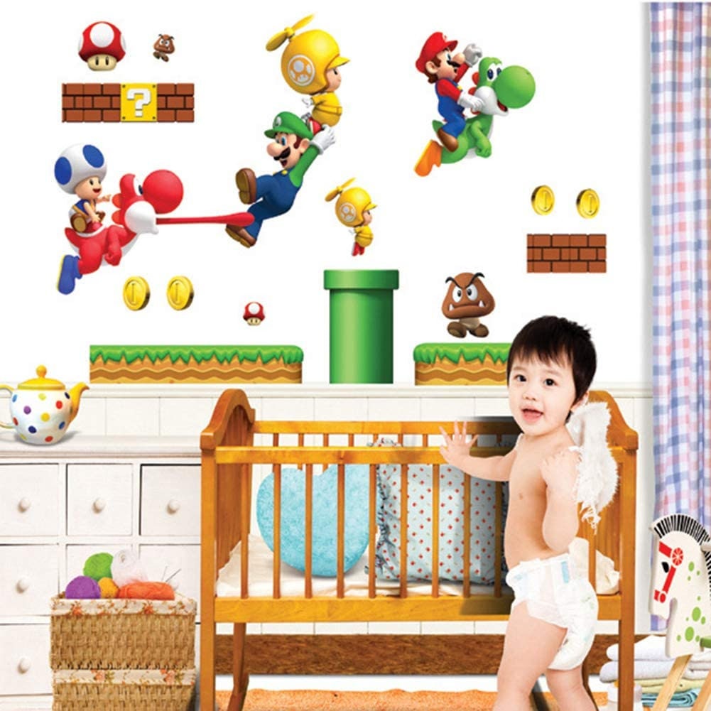 Super Mario Vinyl Stickers Wall Decals Peel & Stick Build a | Etsy