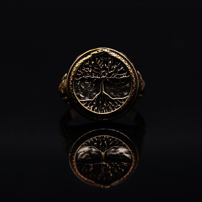 Brass Yggdrasil Ouroboros Signet Ring - Norse Mythology - Etsy