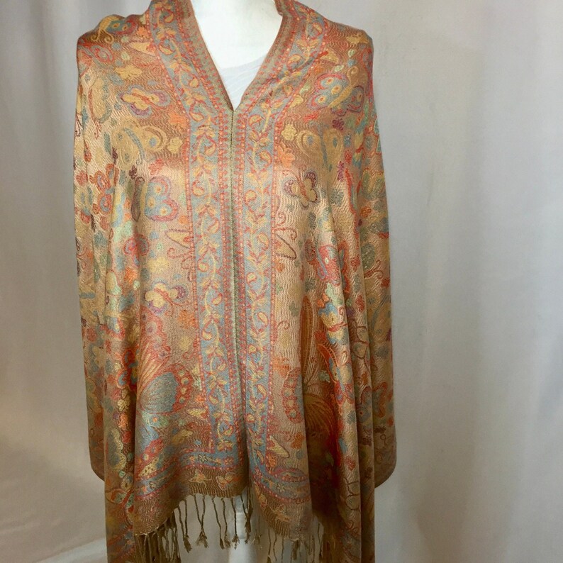 Pashmina Shawl / Poncho Gold Butterfly - Etsy