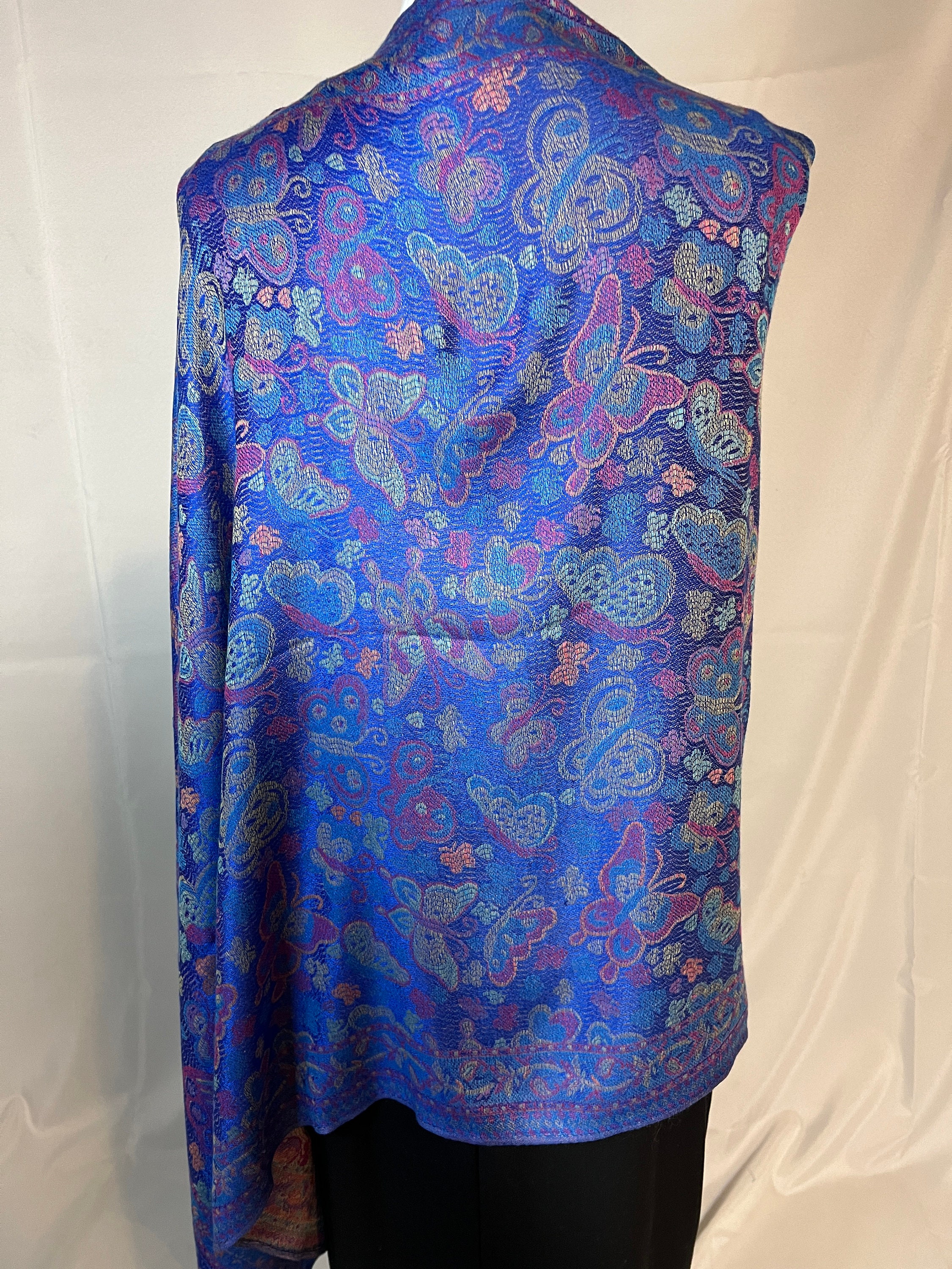 Pashmina Poncho in Royal Blue Butterfly - Etsy