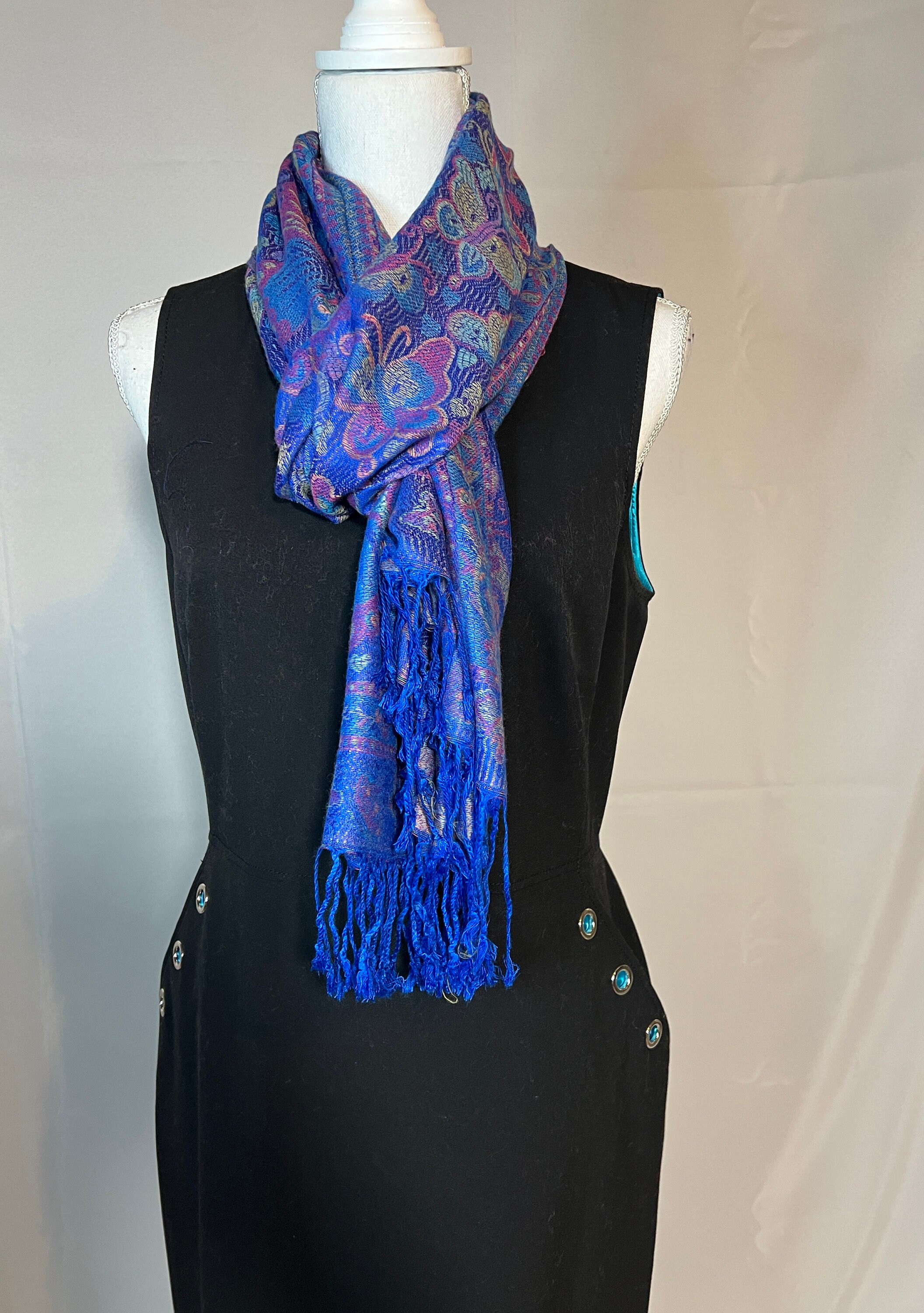 Pashmina Poncho in Royal Blue Butterfly - Etsy