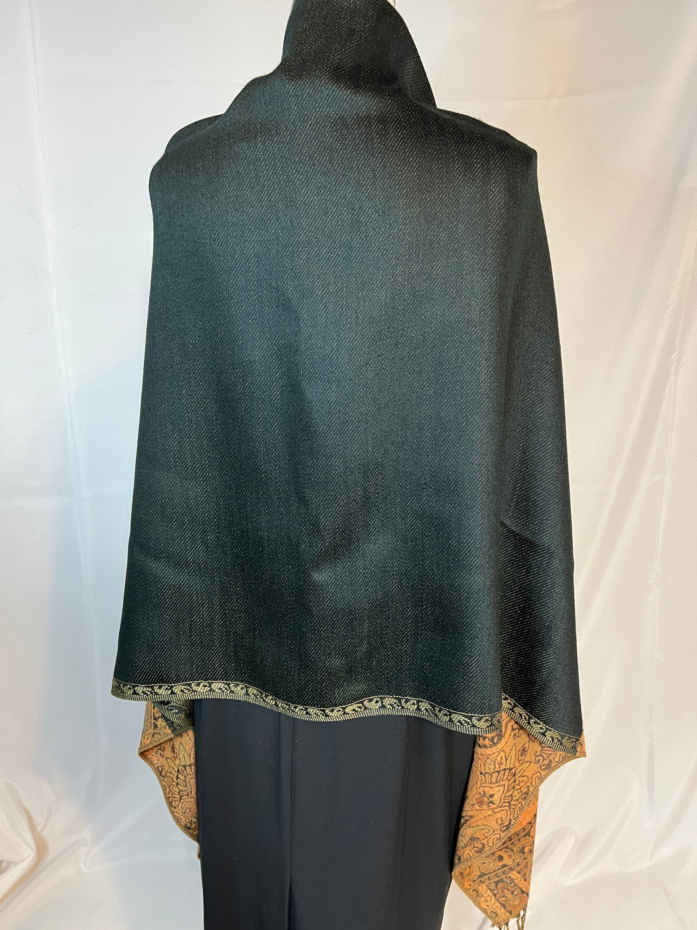 Pashmina Shawl / Poncho in Black and Bronze - Etsy