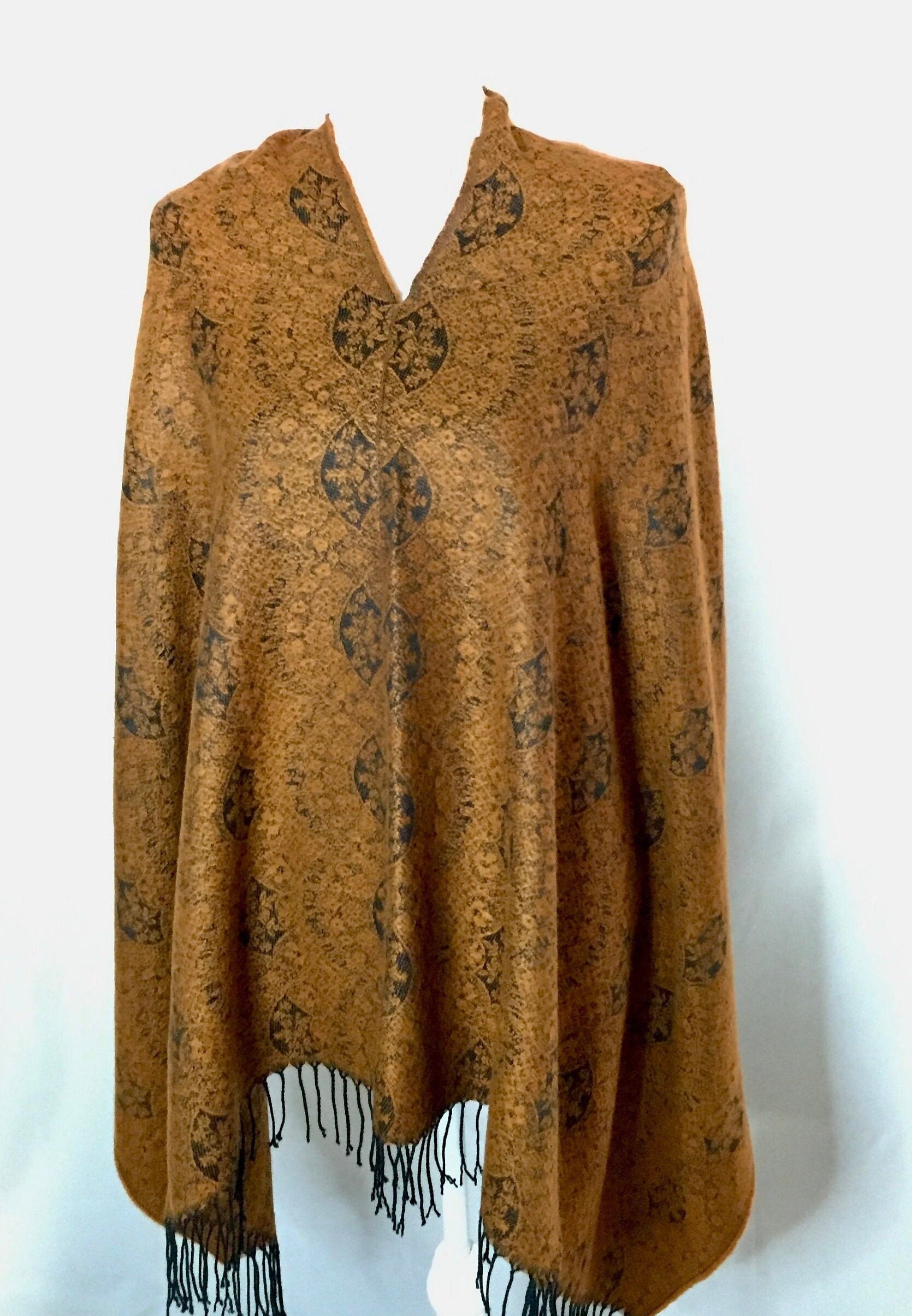 Shawl / Poncho in Warm Rust - Etsy