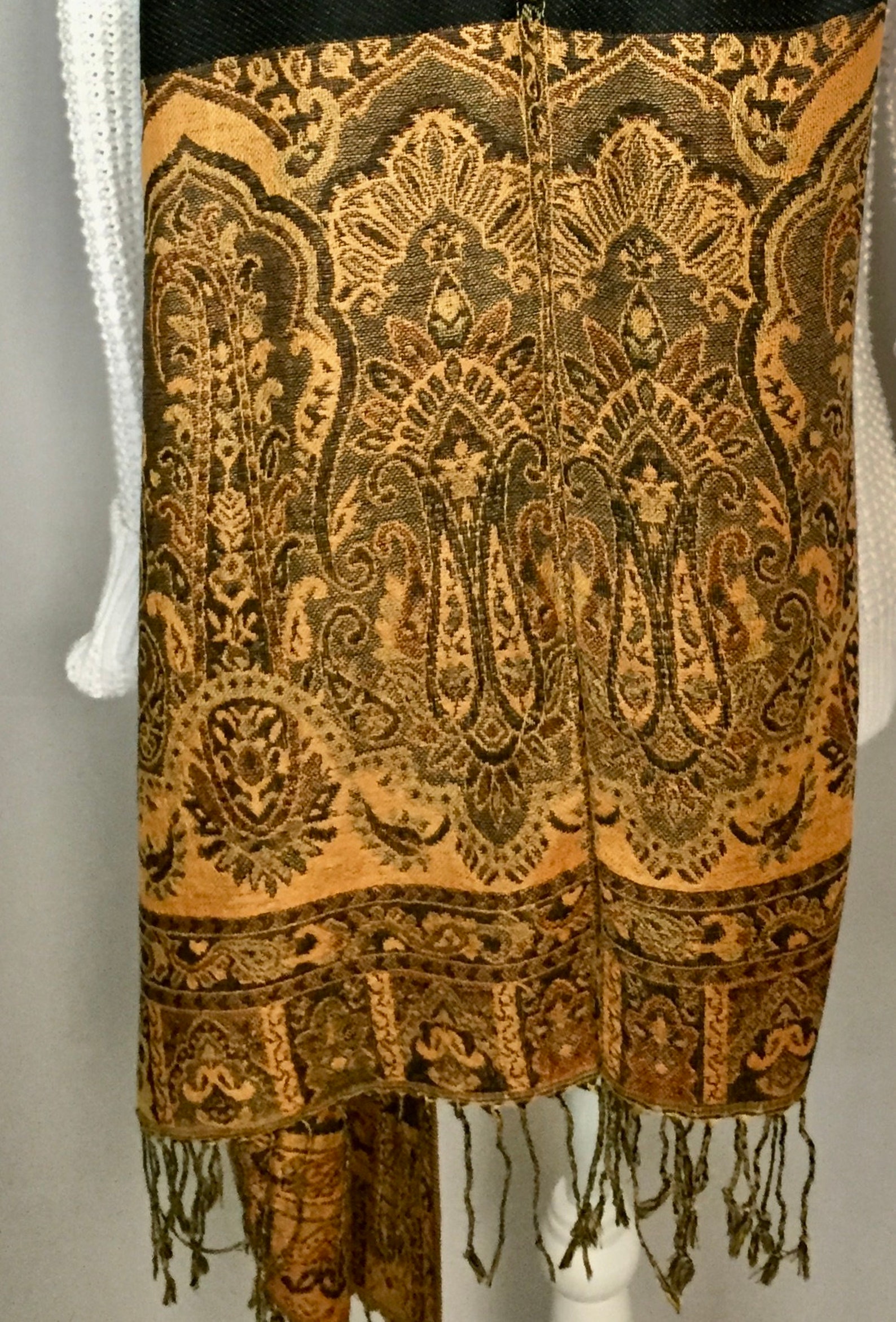 Pashmina Shawl / Poncho in Black and Bronze - Etsy