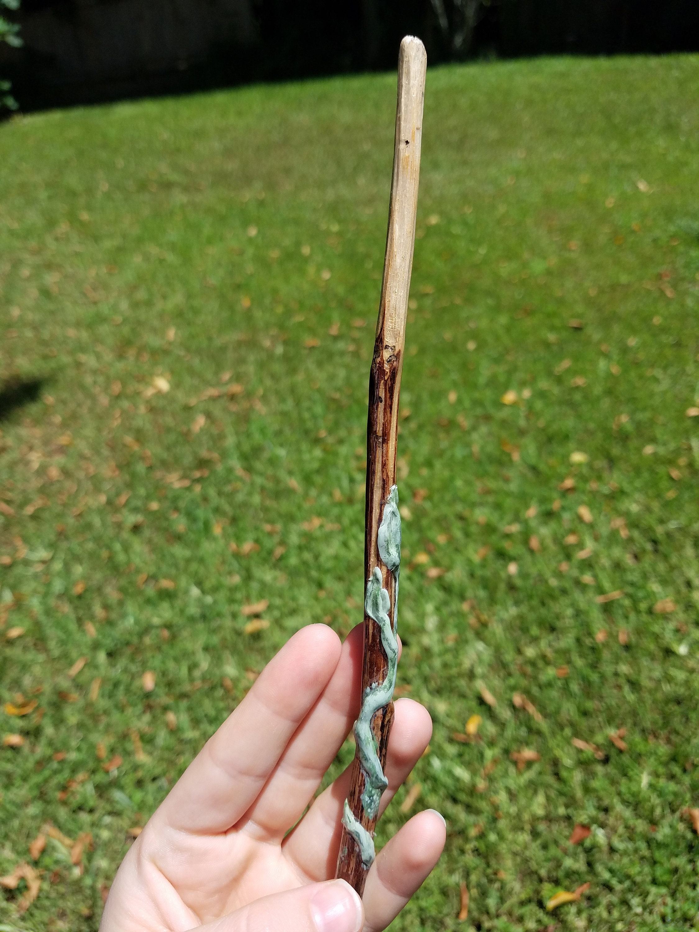 Wooden Wand With Painted Raised Green Vines - Etsy