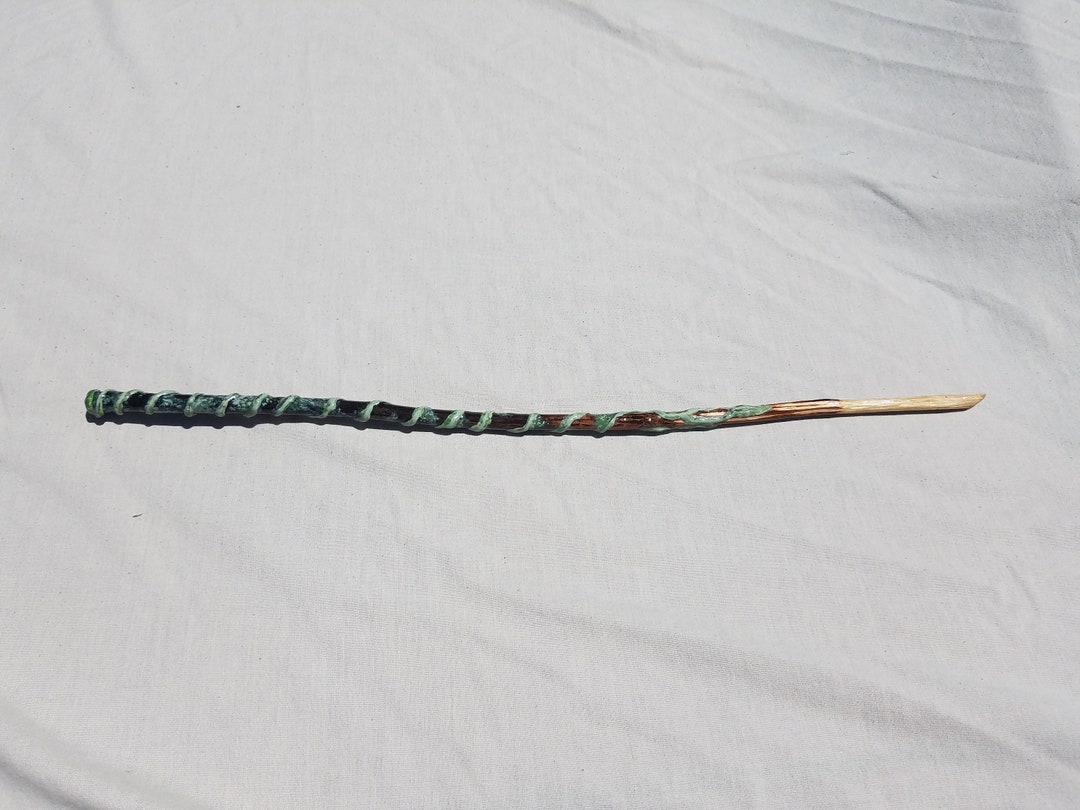 Wooden Wand With Painted Raised Green Vines - Etsy