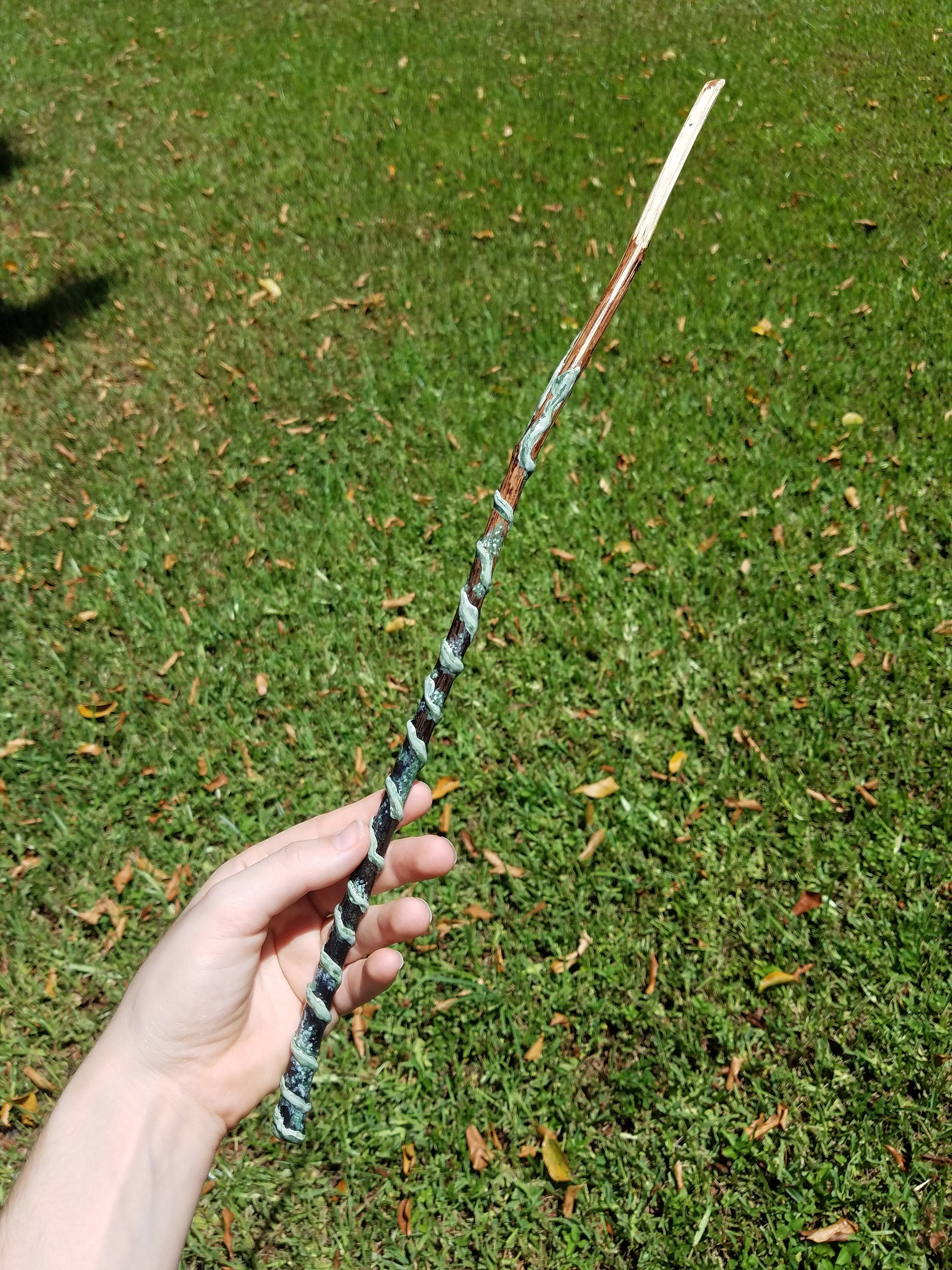 Wooden Wand With Painted Raised Green Vines - Etsy