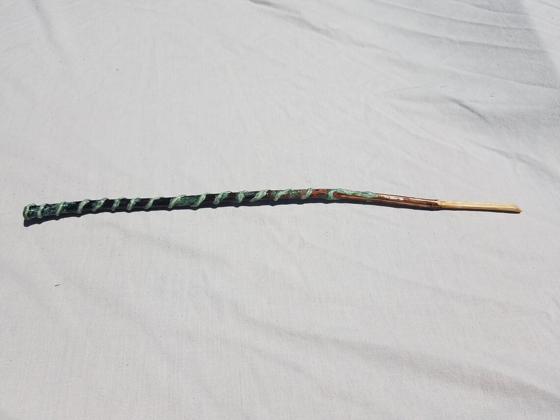 Wooden Wand With Painted Raised Green Vines - Etsy