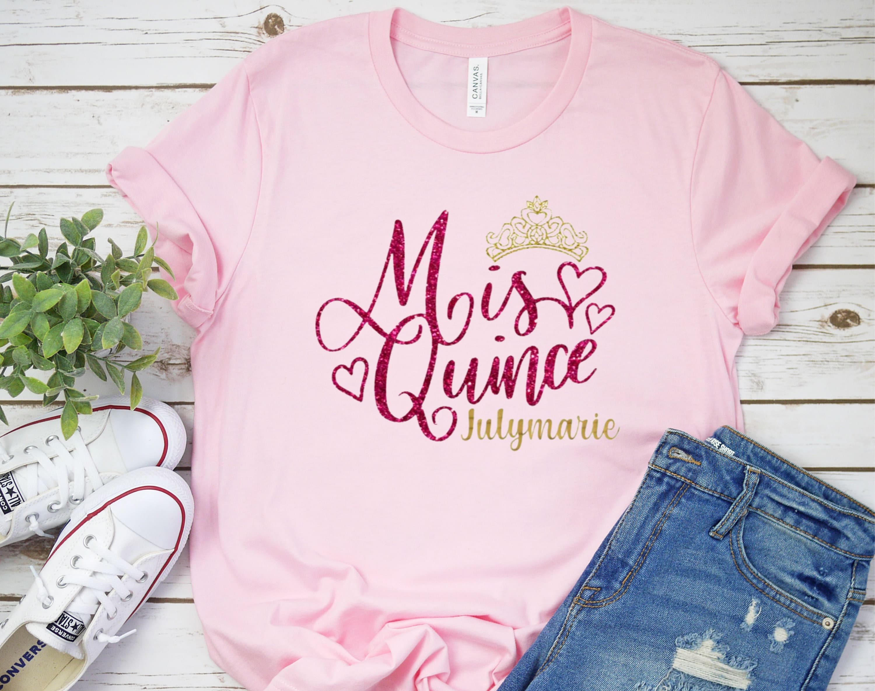 Mis Quince Personalized T Shirt Crew Shirts Quinceañera Etsy Uk