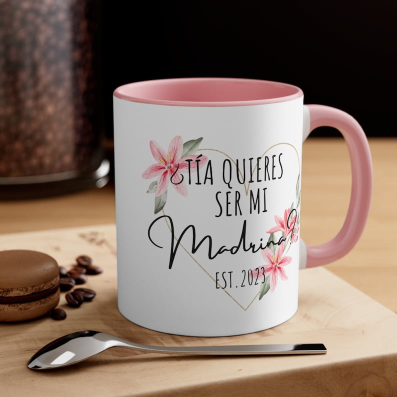 Tía Quieres Ser Mi Madrina Accent Coffee Mug Auntie Baptism - Etsy