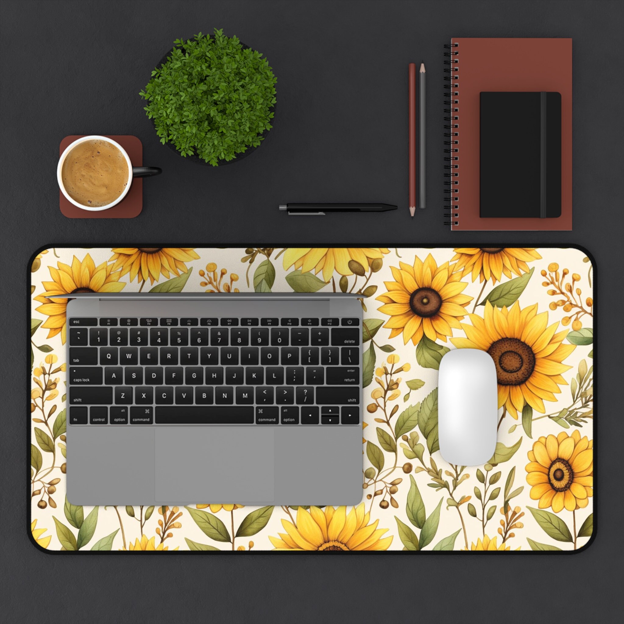 Aesthetic Desk Mat Sunflower Vintage Cute Workspace Decor, Nature ...