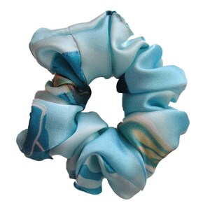 Light Blue Floral Mulberry Silk Hair Scrunchie Mulberry Silk Scrunchies ...