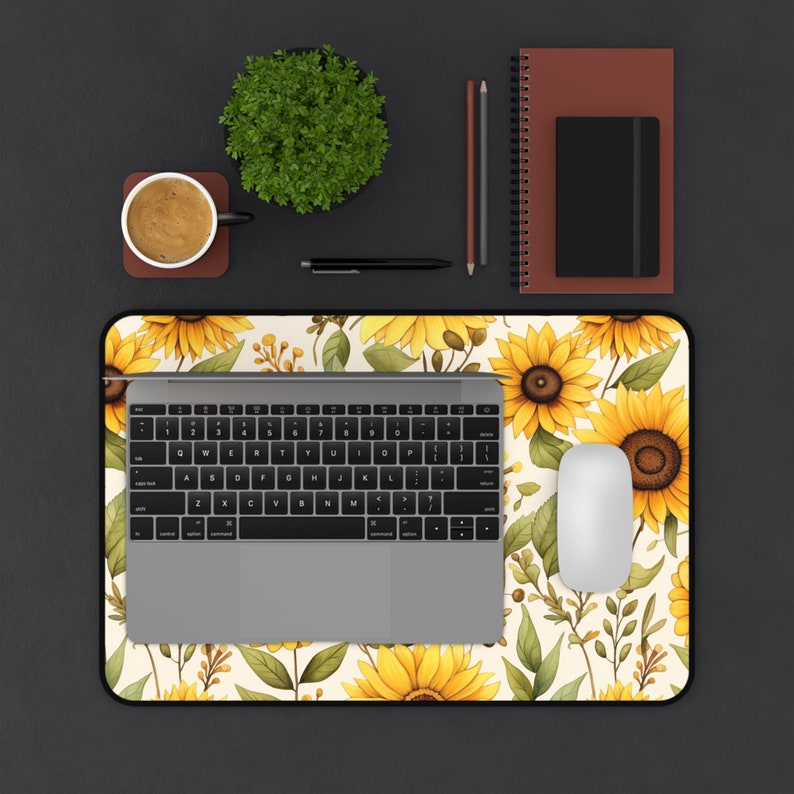 Aesthetic Desk Mat Sunflower Vintage Cute Workspace Decor, Nature ...