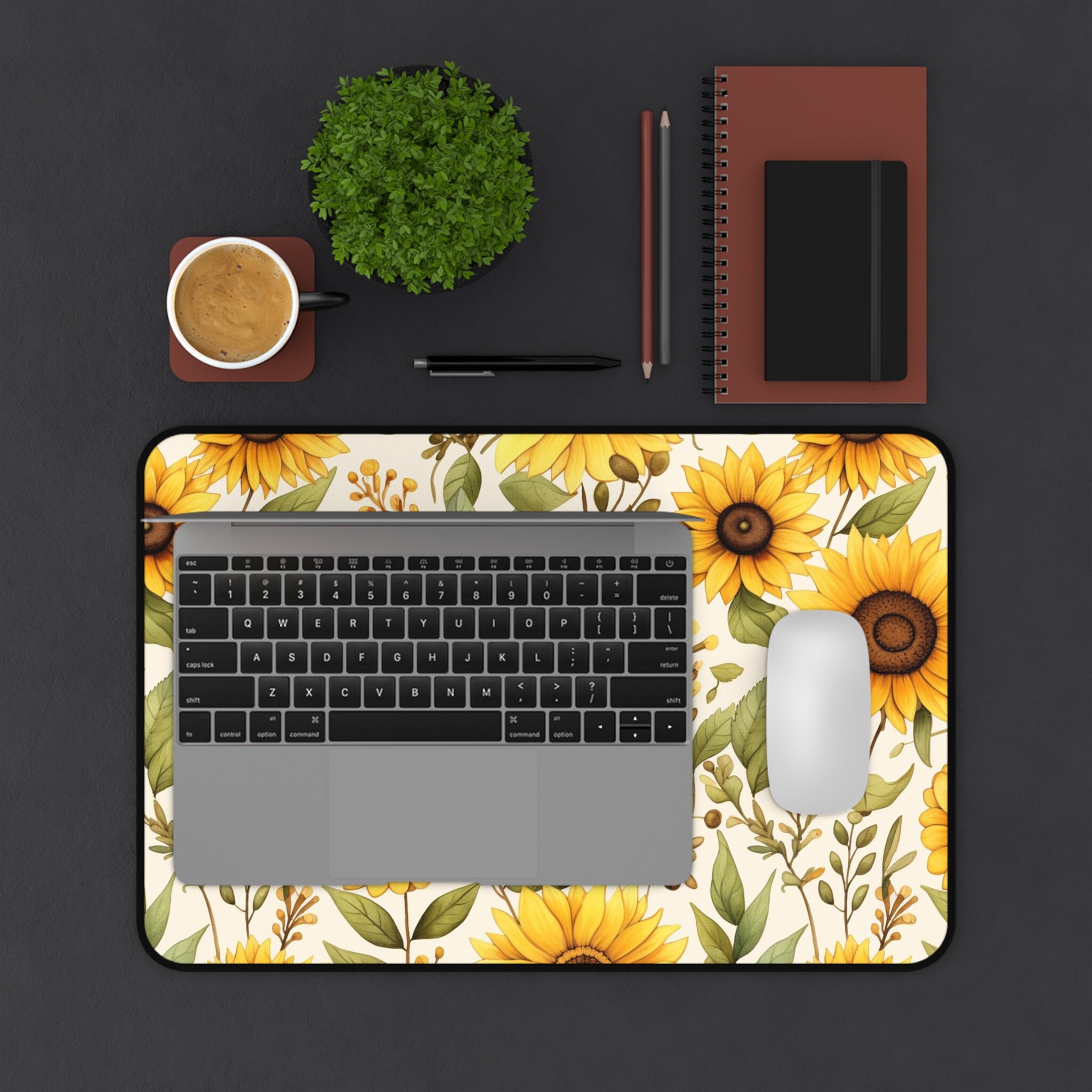 Aesthetic Desk Mat Sunflower Vintage Cute Workspace Decor, Nature ...