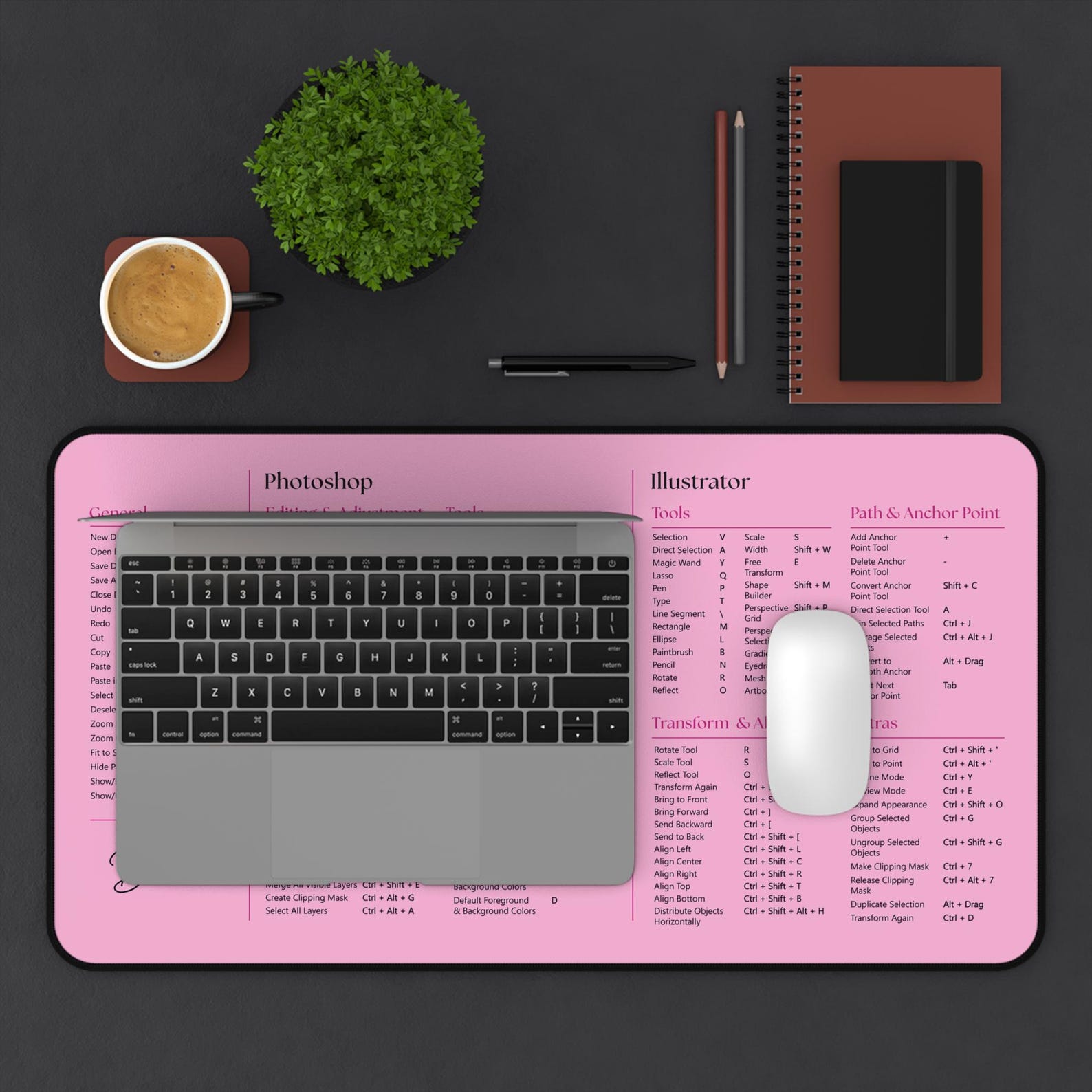 Personalized Photoshop Illustrator Shortcut Desk Mat, Graphic Designer ...