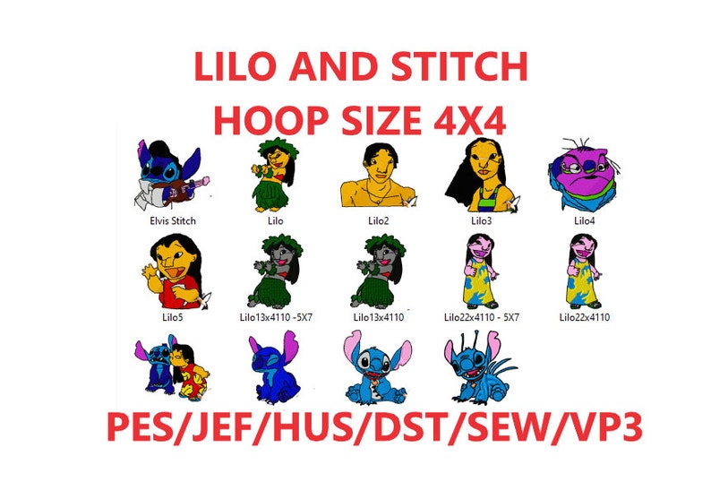 Lilo And Stitch Machine Embroidery Design Pattern Collection Etsy
