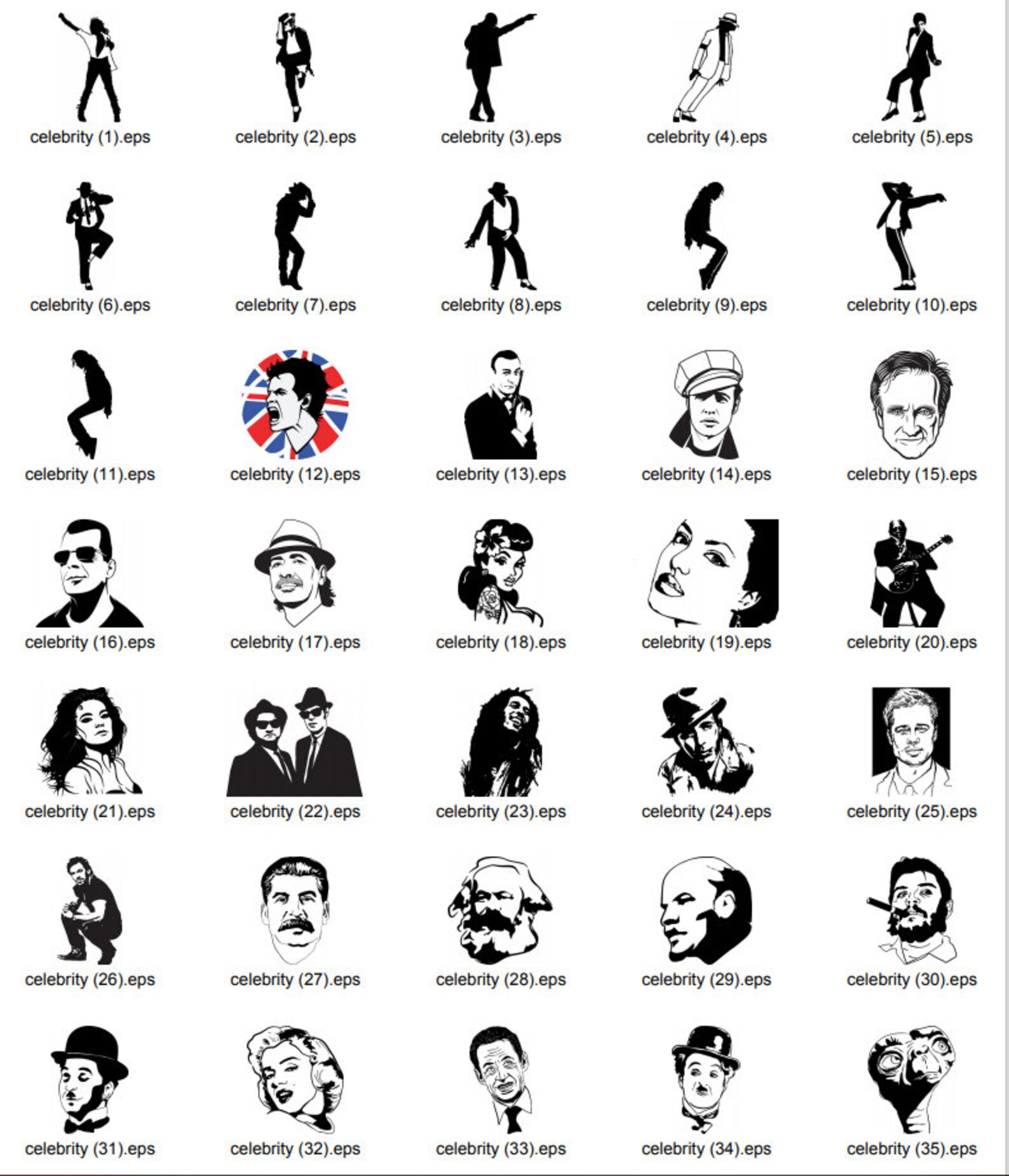 Celebrity Vector Collection / EPS Vinyl Designs / Eps Vector | Etsy