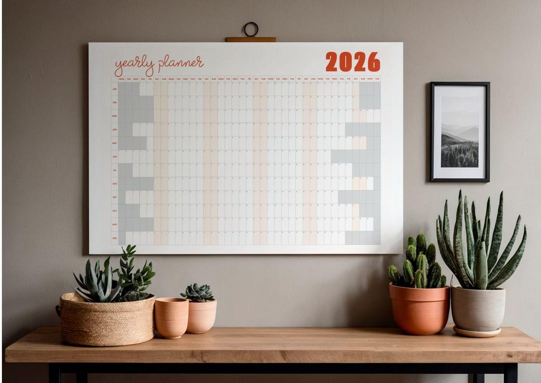 Annual Overview 2026 Calendar | Year at a Glance Planner | Color Coded ...