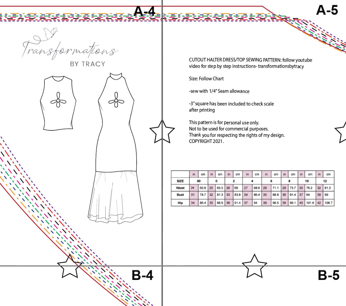 Halter Cut Out Dress Sewing Pattern PDF Size 00-12 - Etsy