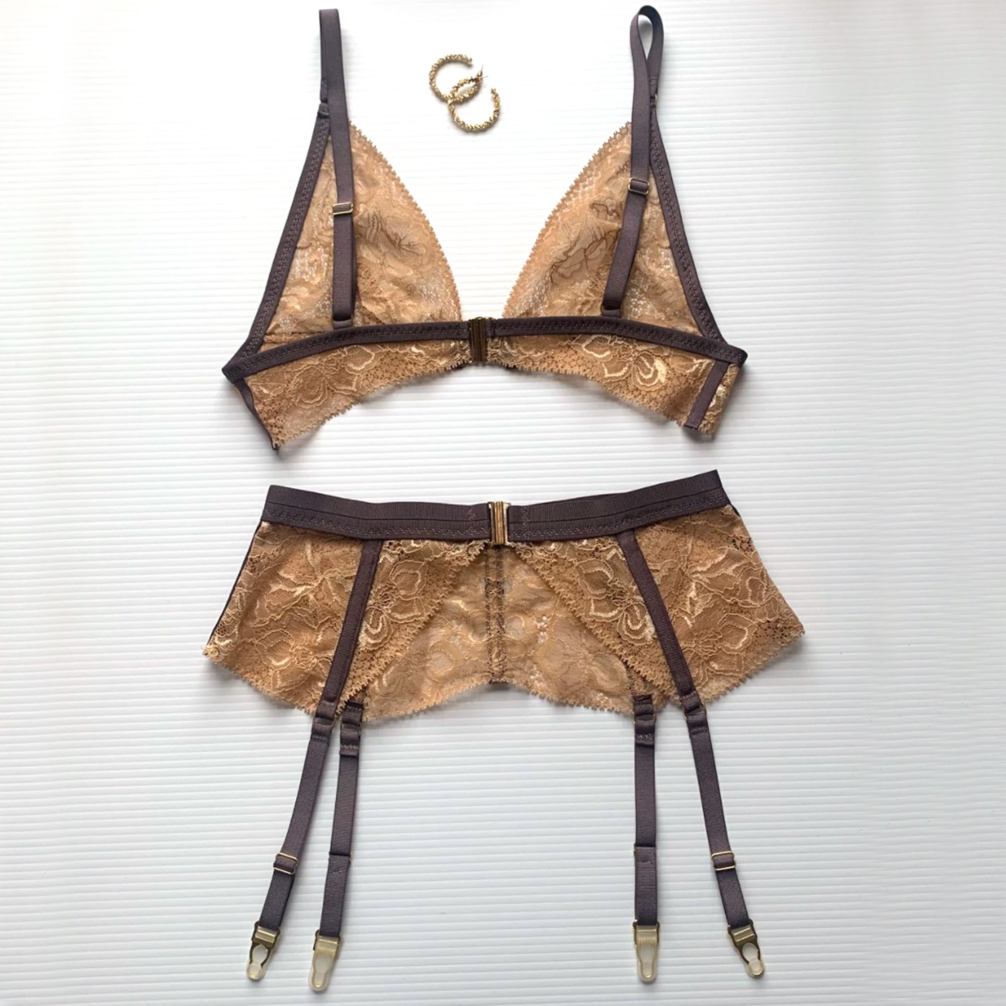 Rose Gold Bralette & Garter Set | Etsy