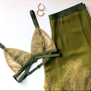 Chartreuse Soft Bra & Silk Pant Set - Etsy