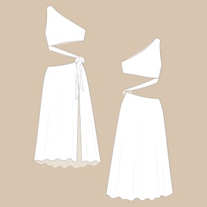 Asymmetrical Two-piece Dress Sewing Pattern PDF XS-XL - Etsy