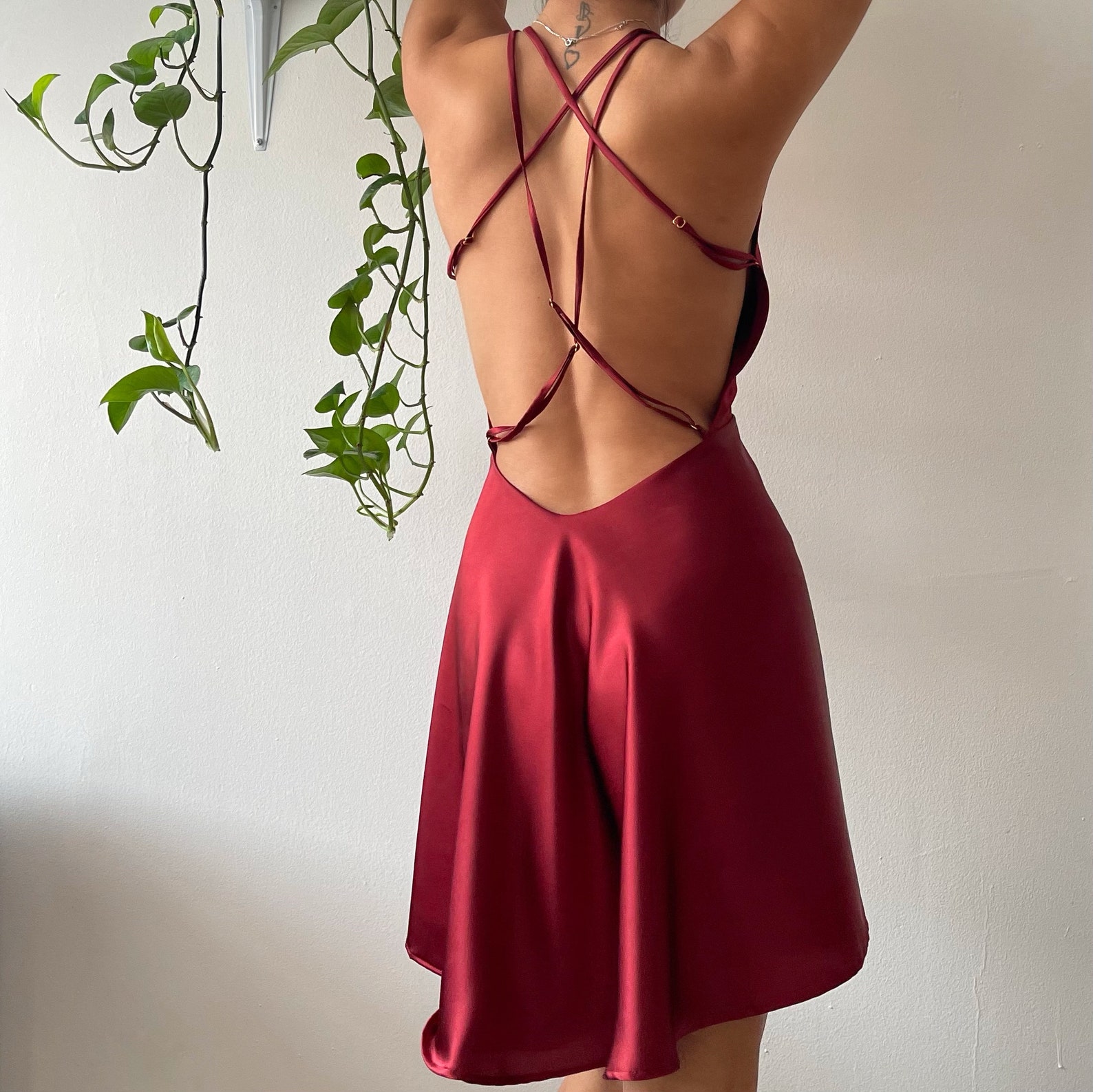 Deep V-neck Silk Dress Sewing Pattern PDF XS-L - Etsy