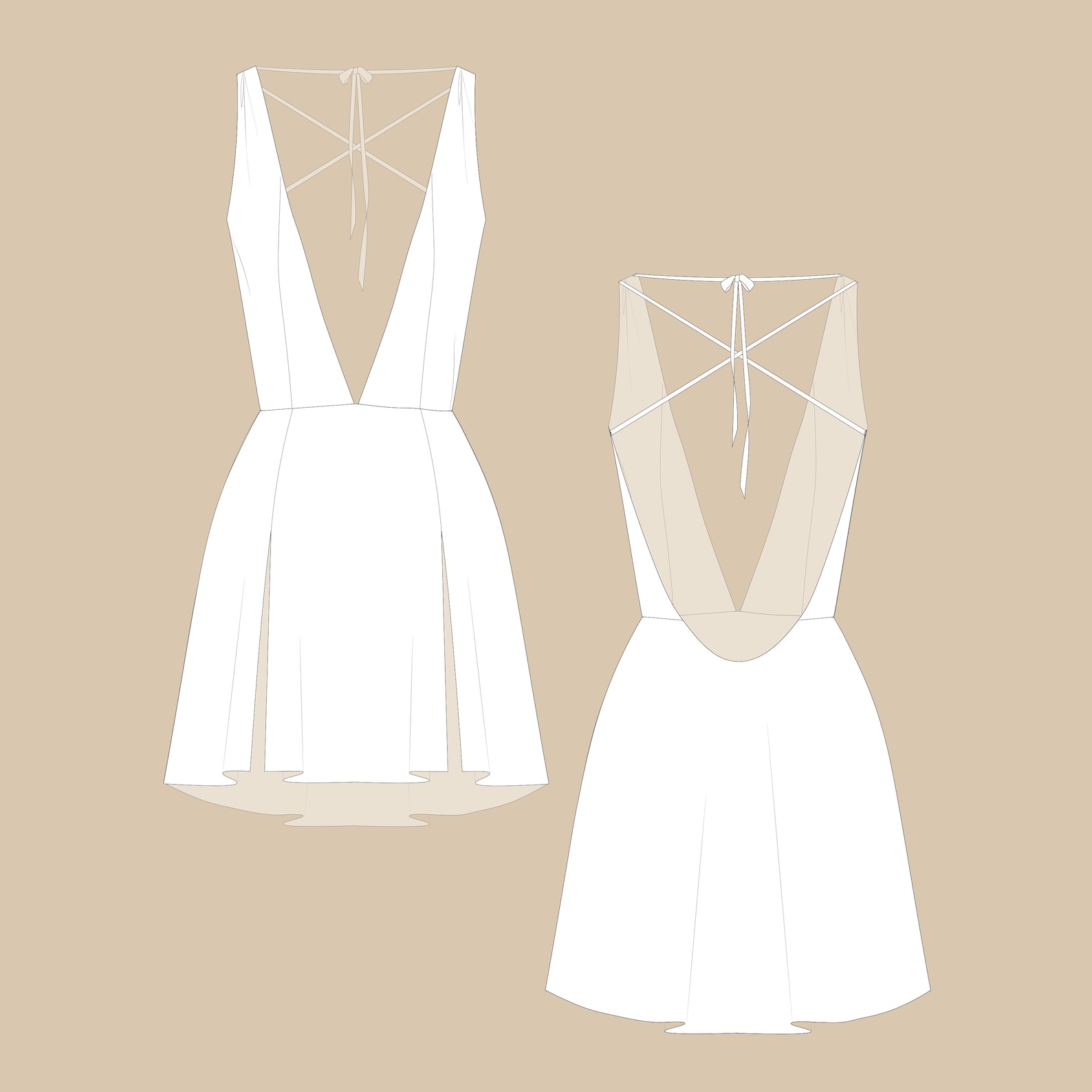 Deep V-neck Silk Dress Sewing Pattern PDF XS-L - Etsy
