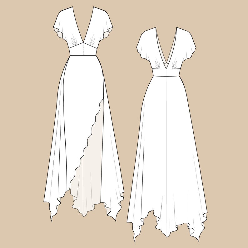 Romantic Gown Sewing Pattern PDF 00-14 - Etsy
