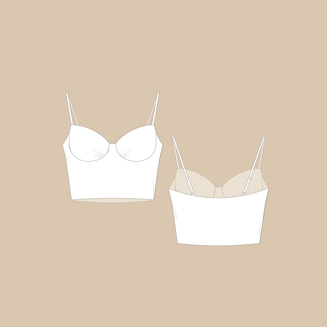 Knit Crop Top W/ Gathered Cups Sewing Pattern PDF - Etsy