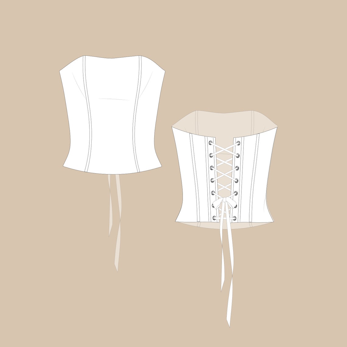 Strapless Corset Sewing Pattern PDF XS-XL - Etsy Australia