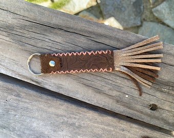 Leather Keychain With Suede Fringe. - Etsy