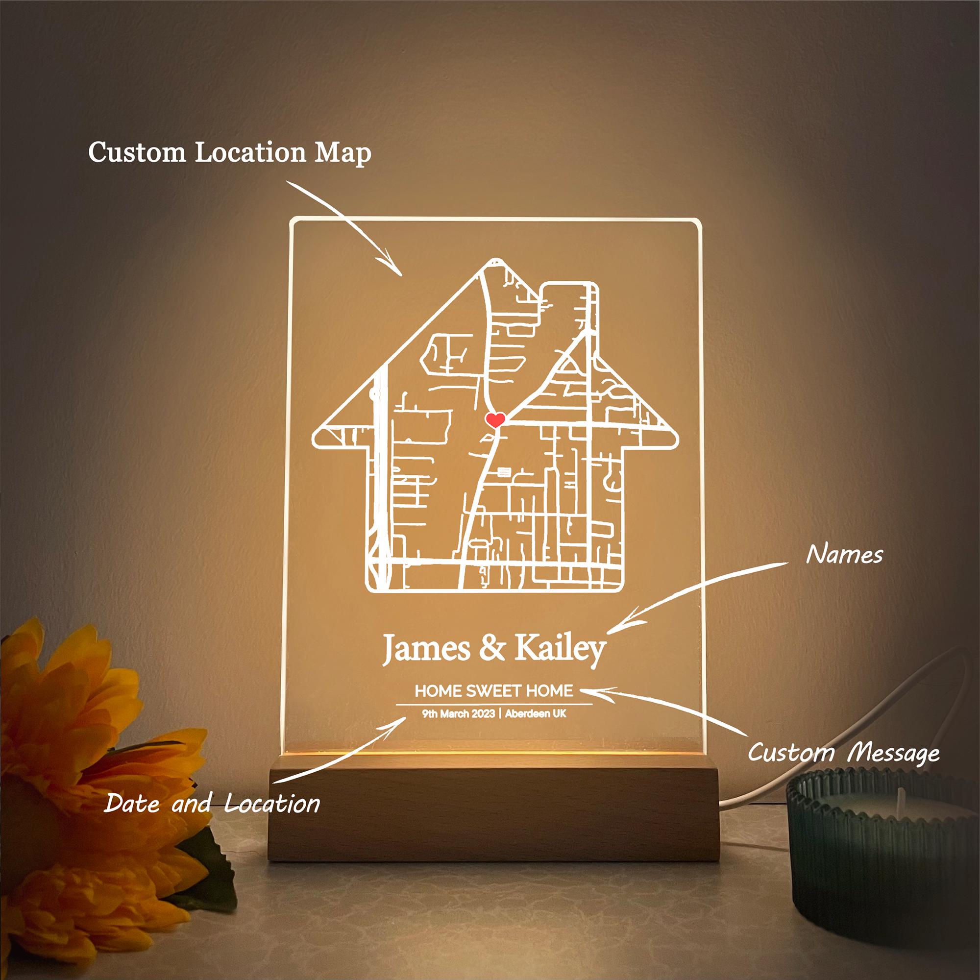 Custom Home Map, Personalized Housewarming Gift, First Home Gift Map ...