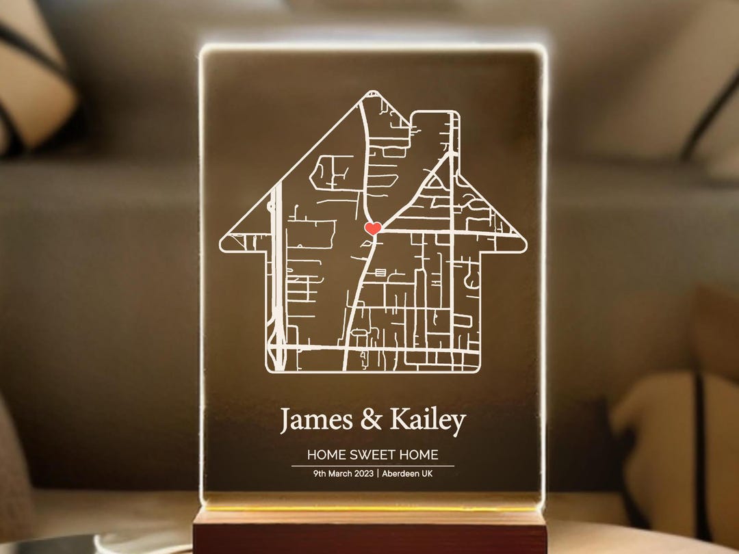 Custom Home Map, Personalized Housewarming Gift, First Home Gift Map ...