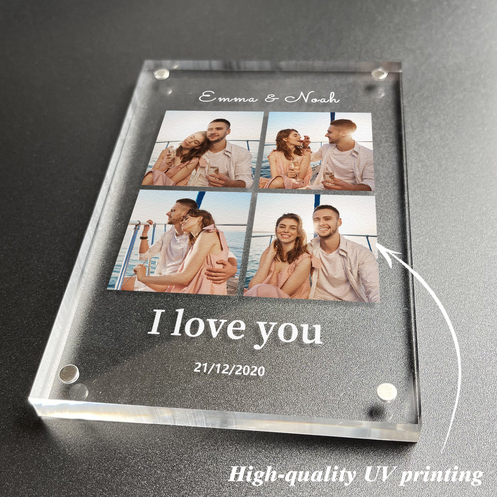 Custom Photo Collage Plaque, Personalized Picture Frames Glass Art ...