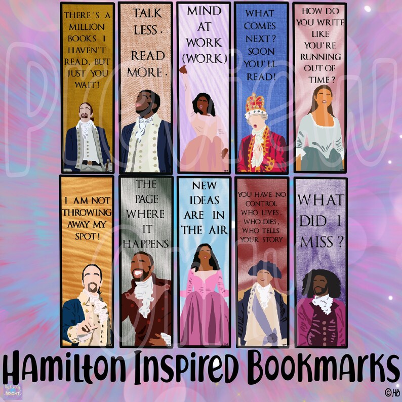Hamilton Inspired Printable Bookmarks - Etsy