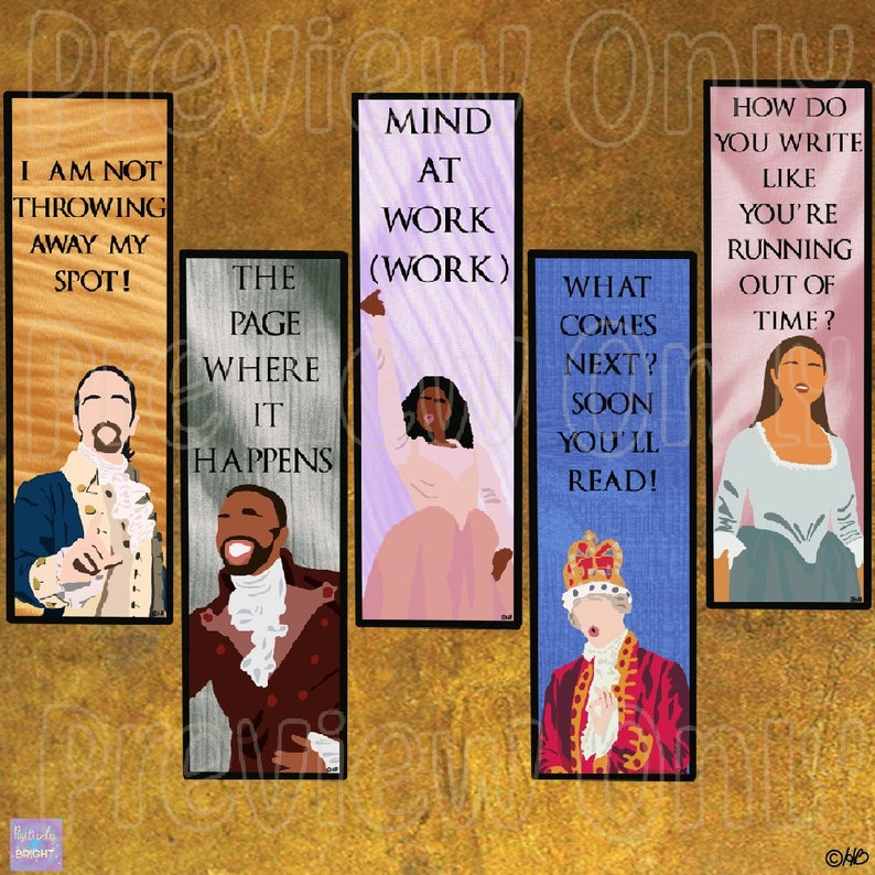 Hamilton Inspired Printable Bookmarks - Etsy